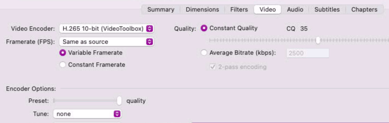 Handbrake and Apple VideoToolbox